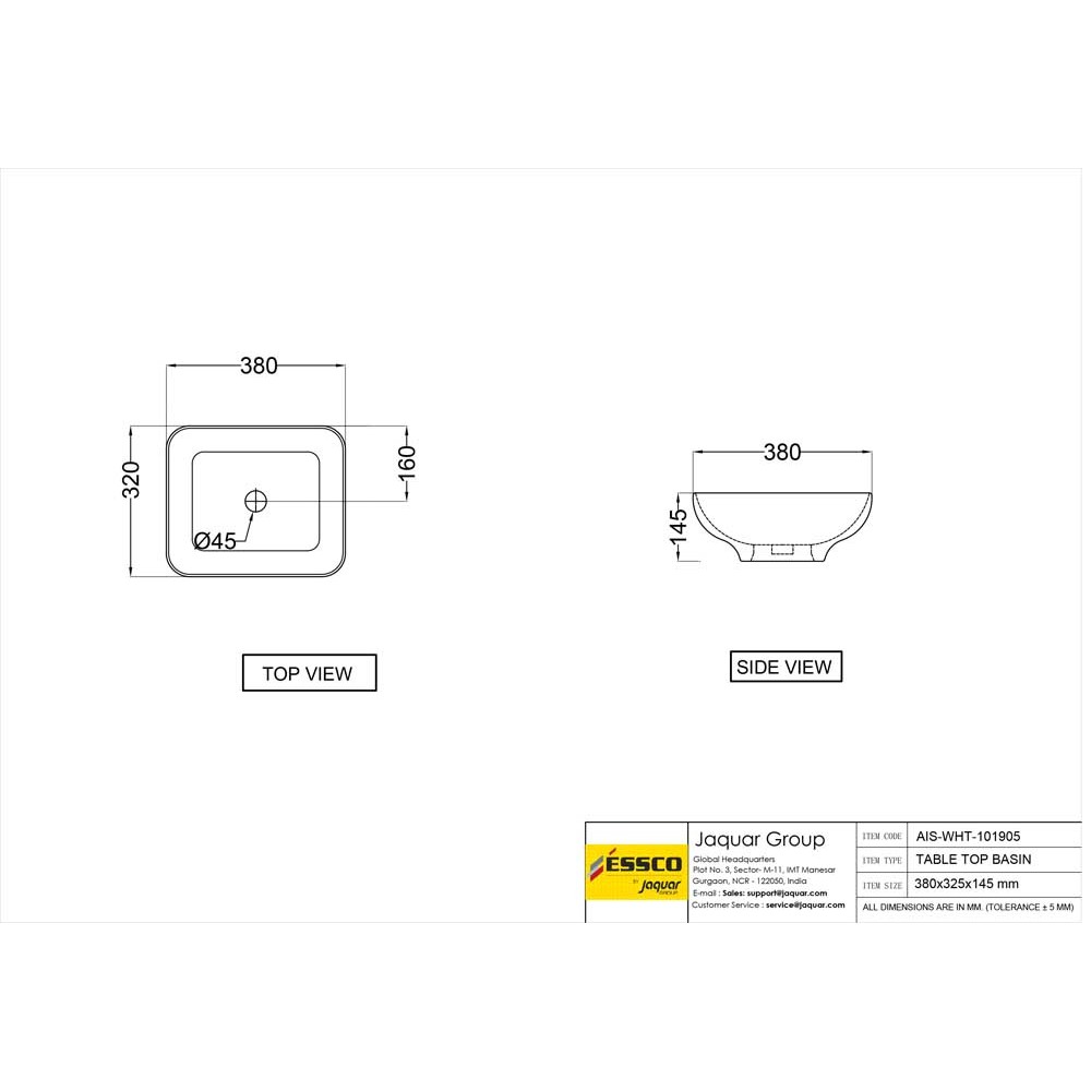 Aspire Range Table Top Basin Essco Aspire Range Table Top Basin Essco
